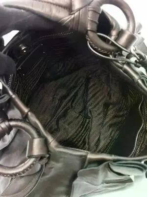 Prada 2000s Ruffled Leather Shoulder Bag