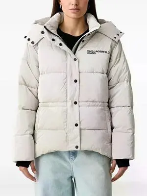 Karl Lagerfeld Hooded Puffer Jacket - Grey