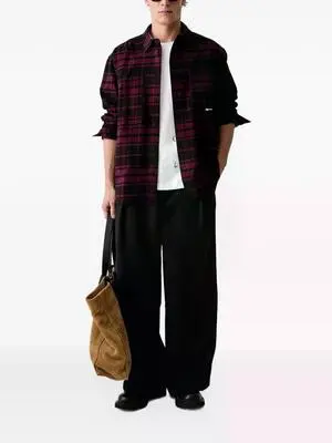 Karl Lagerfeld Check-pattern Logo-patch Shirt - Red