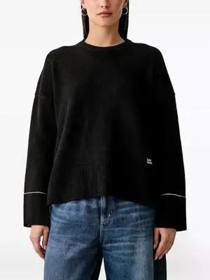 Karl Lagerfeld Contrast-trim Logo-embroidered Sweater - Black