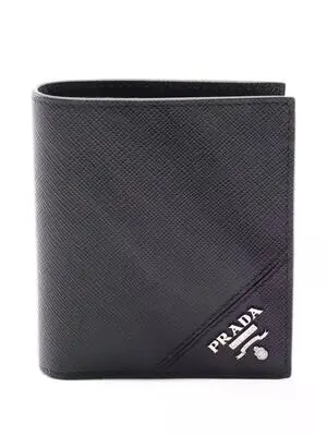 Prada Saffiano Logo-plaque Wallet - Black