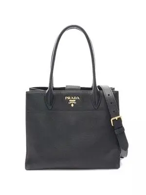Prada 2010s Leather Tote Bag - Black