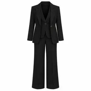 NUVV COLLECTION Blazer And Wide-leg Trouser Suit - Black