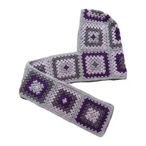 ANA CHIC Grey Handmade Crochet Hooded Scarf - Gray