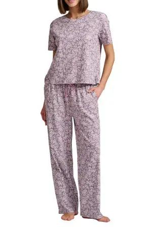 Splendid Short Sleeve Tee And Long Pants Pajamas - Compositionflrl