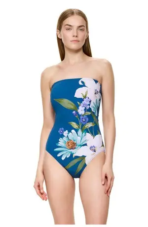 GOTTEX Bora Bora Bandeau One Piece Swimsuit - Blue-multi