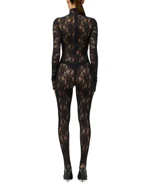 Naked Wardrobe Lace Turtleneck Closed Toe Jumpsuit