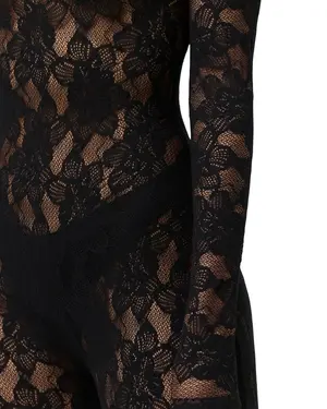 Naked Wardrobe Lace Turtleneck Closed Toe Jumpsuit