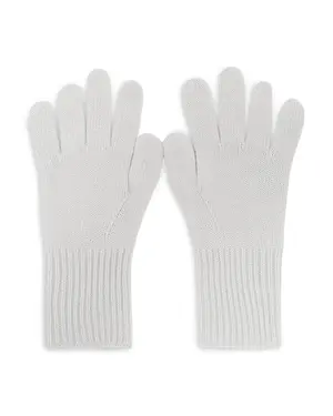 REISS Issie Wool Blend Rib Trim Gloves - Grey