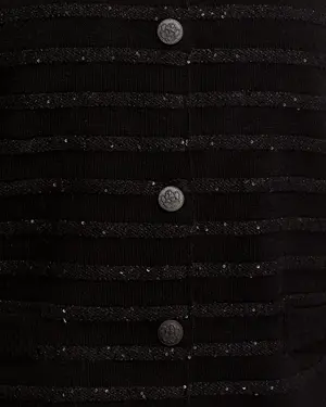 Kobi Halperin Hal Glitter Stripe Wool Blend Crewneck Cardigan
