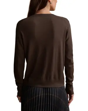 Jenni Kayne Monroe Silk Blend Crewneck Cardigan - Truffle