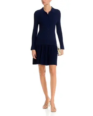 MILLY Ines Rib Knit Button Down Mini Dress