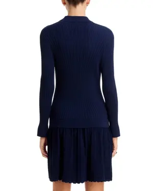 MILLY Ines Rib Knit Button Down Mini Dress