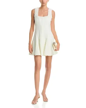 MILLY Juniper Cotton Blend Tweed Fit & Flare Mini Dress