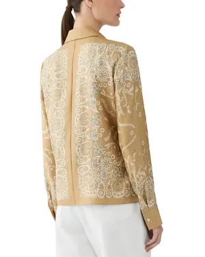 Lafayette 148 New York Silk Button Down Paisley Blouse