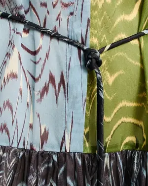 ALEMAIS Alba Printed Cotton & Silk Drop Waist Shirtdress