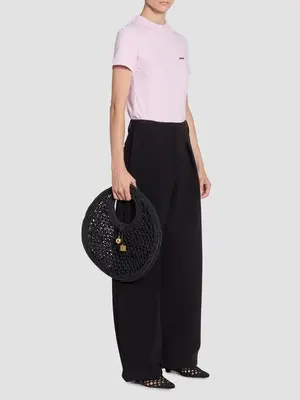 Jacquemus Le Petit Rond Crotchet-knit Raffia Bag