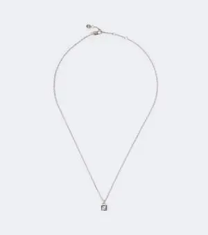 Fendi Ff Crystal-embellished Pendant Necklace - Silver