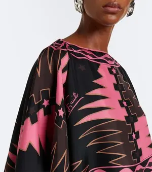 Emilio Pucci Iride Caped Silk Twill Gown