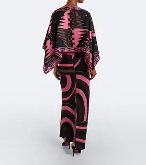 Emilio Pucci Iride Caped Silk Twill Gown