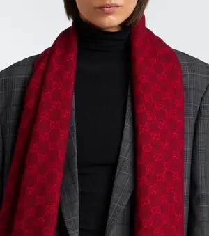 Gucci Gg Jacquard Wool-blend Lamé Scarf