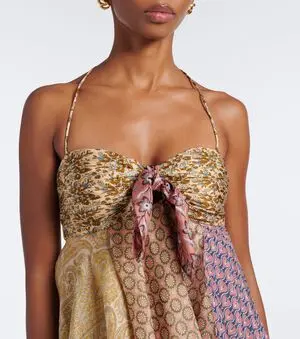 Zimmermann Fairlight Patchwork Silk Midi Dress
