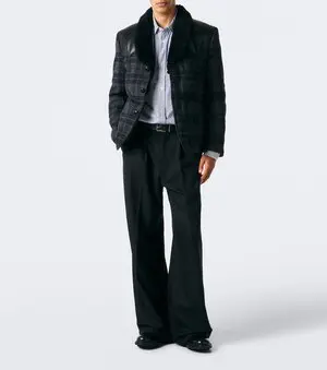 Junya Watanabe Leather-trimmed Wool Tweed Down Jacket