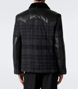 Junya Watanabe Leather-trimmed Wool Tweed Down Jacket