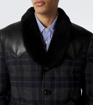 Junya Watanabe Leather-trimmed Wool Tweed Down Jacket