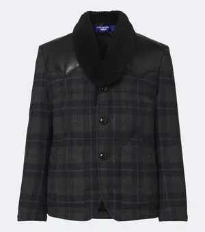 Junya Watanabe Leather-trimmed Wool Tweed Down Jacket - Multicoloured