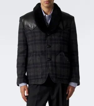 Junya Watanabe Leather-trimmed Wool Tweed Down Jacket