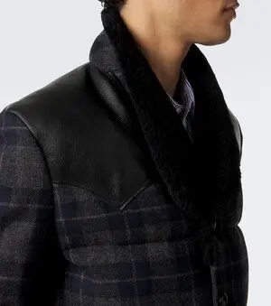 Junya Watanabe Leather-trimmed Wool Tweed Down Jacket