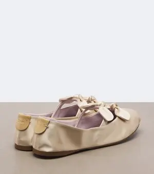 Chloé Penny Bow-detail Satin Ballet Flats