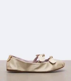 Chloé Penny Bow-detail Satin Ballet Flats