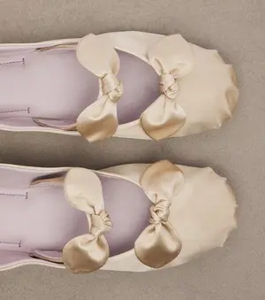 Chloé Penny Bow-detail Satin Ballet Flats