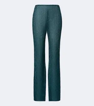 CALA DE LA CRUZ Dries Lamé Wide-leg Pants - Blue