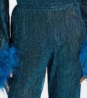 CALA DE LA CRUZ Dries Lamé Wide-leg Pants