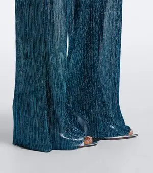 CALA DE LA CRUZ Dries Lamé Wide-leg Pants