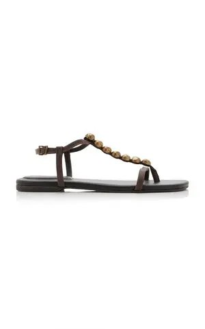 Simkhai Amaya Embellished Leather Thong Sandals