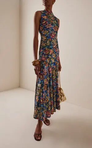 SIEDRES Floral Jacquard Maxi Dress