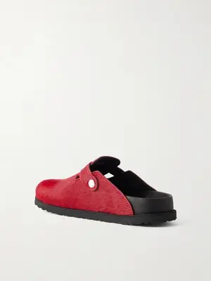 BIRKENSTOCK Boston Calf-hair Mules - Red