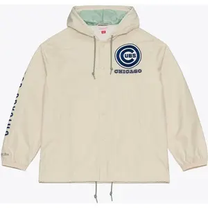 Mitchell & Ness Ryne Sandberg Chicago Cubs Full-snap Yacht Rock Name & Number Hooded Coach's Jacket - Cream