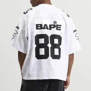 A BATHING APE Solid Camo Multi Logo Football Jersey T-shirt