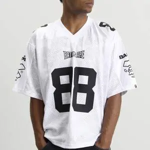 A BATHING APE Solid Camo Multi Logo Football Jersey T-shirt