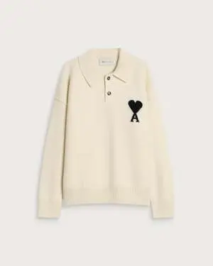 AMI Paris Contrasted Adc Polo - Nut/black