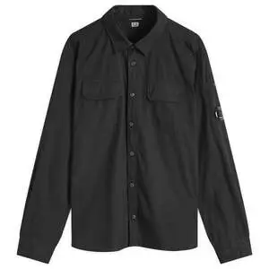 C.P. COMPANY Gabardine Lens Button Overshirt - Black