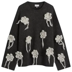 GANNI Crochet Flowers Knitted Jumper - Phantom