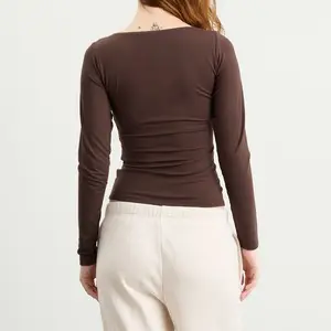 SKIMS Smooth Layers Square Neck Long Sleeve Top - Espresso