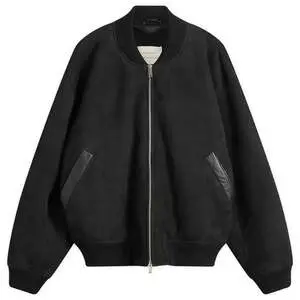 Studio Nicholson Shearling Leather Bomber Jacket - Black