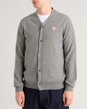 Play Comme Des Garcon Pink Heart Cardigan